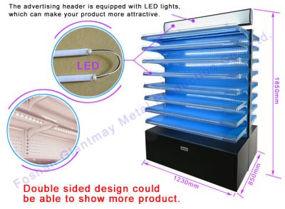 China Double Sides LED Light Metal Rack Pegboard Display Stand for sale