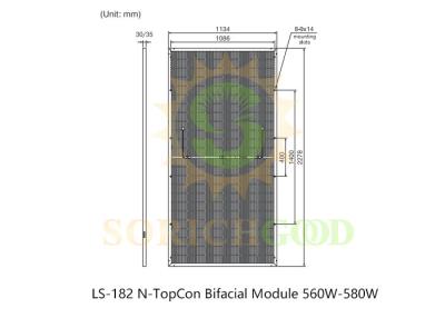 China 30A 560W 182 N-TopCon Bifacial Module For Monocrystalline Silicon Panels for sale