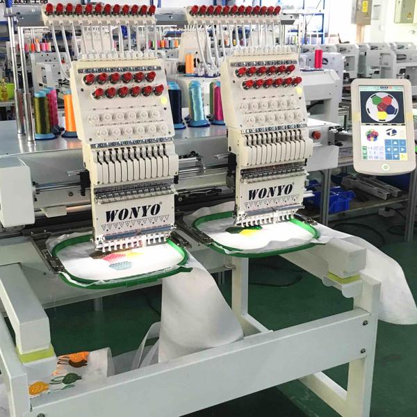 Quality WONYO 2 Head Computerized Apparel Textile Cap Flat Embroidery Machine for sale