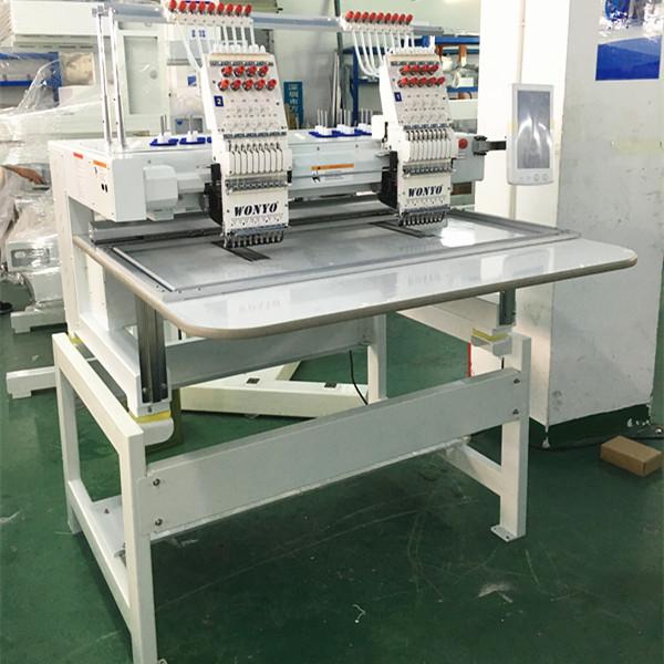 Quality WONYO 2 Head Computer Monogram Cap T-shirt Flat Embroidery Machine Price for for sale