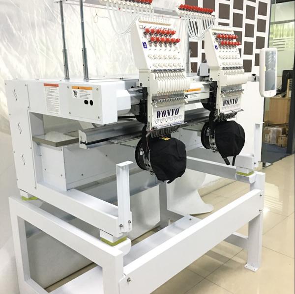 Quality WONYO 2 Head Computer Monogram Cap T-shirt Flat Embroidery Machine Price for for sale