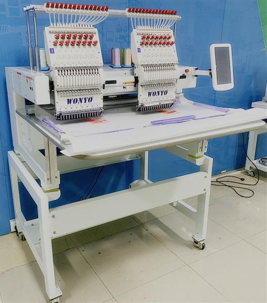 Quality WONYO 2 Head Computer Monogram Cap T-shirt Flat Embroidery Machine Price for for sale