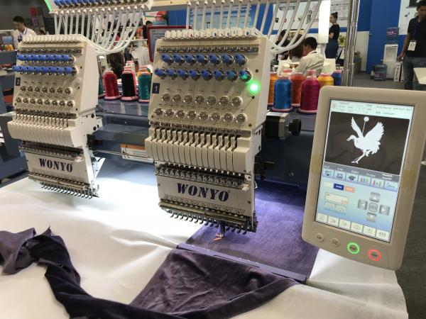 Quality WONYO 2 Head Computer Monogram Cap T-shirt Flat Embroidery Machine Price for for sale