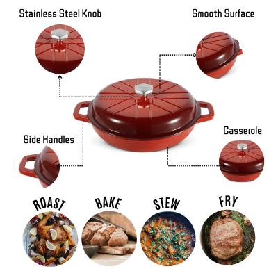 China Profesión Cazuela de hierro fundido esmaltado Plato poco profundo de hierro fundido con tapa en venta