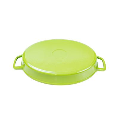 China OEM Enameled Cast Iron Frying Pan Easy Lifting Oval Casserole Dish for sale
