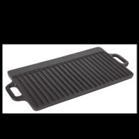 China Double Sided Cast Iron Grill Griddle 42.5x23.8cm Rectangle Flat & Ridge Pan for sale