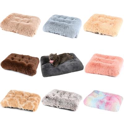 China Waterproof High Quality Fluffy Faux Fur Pet Mats Pads Soft Dog Matress with Anti-Slip Bottom Multicolor Square Luxury Dog Mat for The Car factory