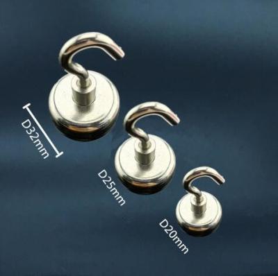 China Strong Mini Magnetic Circular super Power Hook Neodymium magnet Hanger Magnet Home Kitchen Wall Hold fridge magnet for sale