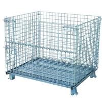 China Heavy Duty 1000kg Galvanized Wire Mesh Storage Cage Pallet Box 4 Layer Stackable for sale