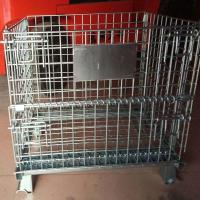 China Heavy Duty 1000kg Galvanized Wire Mesh Storage Cage Pallet Box 4 Layer Stackable for sale