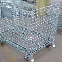 China Heavy Duty 1000kg Galvanized Wire Mesh Storage Cage Pallet Box 4 Layer Stackable for sale