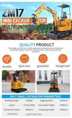 Cina ZM17 il Bagger Compact Hydraulic CE/EPA ha certificato Mini Excavator in vendita