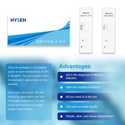 China CE-goedkeuring HYSEN Malaria P.F./P.V./Pan. Anticorps-antigeen Rapid Test Kit Snelle resultaten Te koop