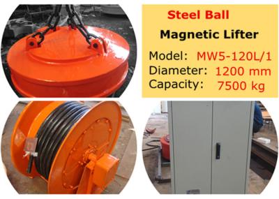 China 7500 kg Lifting Capacity Electro Magnetic Lifter for Steel Ball MW5-120L/1 for sale