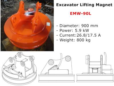 China Circular Lifting Magnet for Excavator with 250kg Lifting Capacity for Steel Scrap EMW-90L for sale