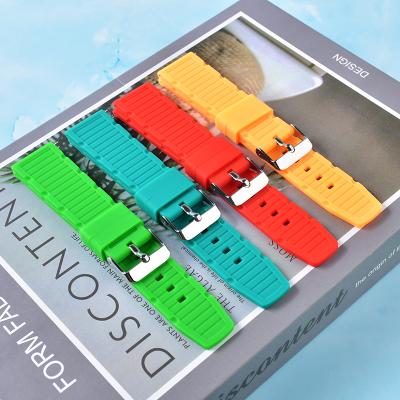 China Custom Logo Soft Breathable Silicone Watch Band Strap for Sport Waterproof Silicone Buckle Band Position Sport for sale