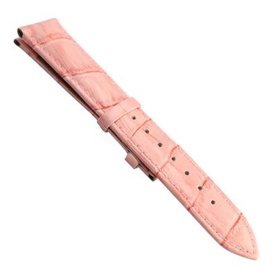 China Pink Bamboo-patterned Genuine Leather Strap With Stainless Steel Buckle for sale