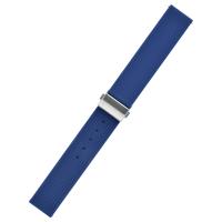 Quality Premium Blue Grooved Silicone Watch Strap with Safety Clasp for sale