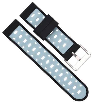 China Dubbele Kleuren 22mm de Band Koele Stijl van het Natuurrubberhorloge met Hardware Te koop