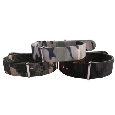 China Three Loops Watch Strap , One Buckle Nylon Strap 20mm Camouflage Color for sale