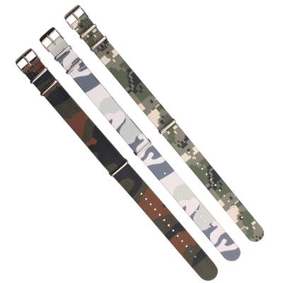 China Three Loops Watch Strap , One Buckle Nylon Strap 20mm Camouflage Color for sale