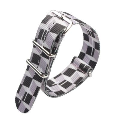 China Nato Style Nylon Strap Watch Bands , 20mm Lady Watch Strap Print Pattern for sale