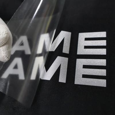 China Custom Silver Reflective In the Dark Ink Heat Transfer Label Garment Press 3D Printing Label Heat Transfer for Garment PET Label for sale