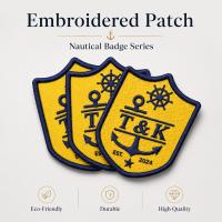 China Custom Shield Embroidered Patch with Anchor Logo for Apparel Branding for sale