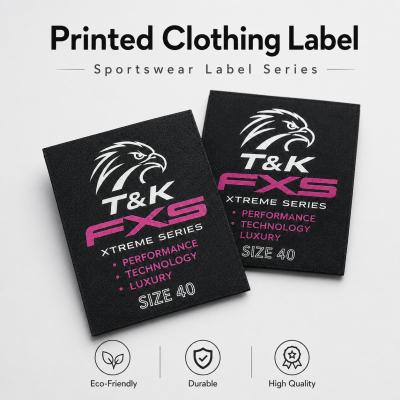 China Custom Printed Clothing Label with Logo for Sportswear Brand for sale
