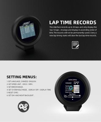 China 8VDC 12000rpm Touch Compass Lap Time Speed Gauge for sale