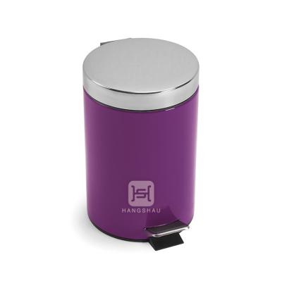 China 3L round garbage pedal bin come with polished stainless steel cover for sale