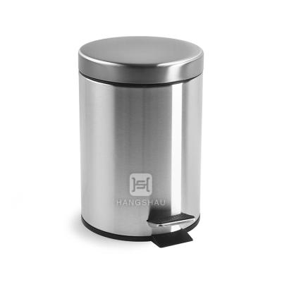 China cheap price stainless steel matte finishing 3L round pedal bin hotel use dust bin food waste trash bin for sale