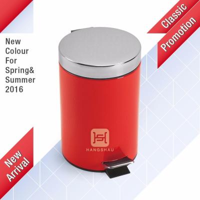 China red color 3 litter pedal bin rubbish can for sale