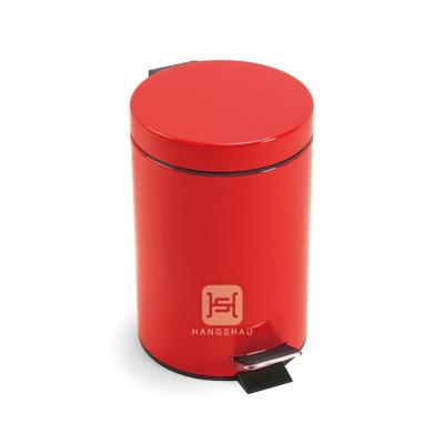 China 3 litter red iron garbage bin for kid's bedroom for sale