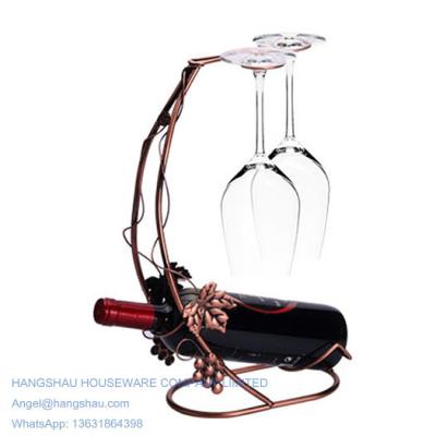 China wholesale home decor iron moon grape red wine bottle holder for sale