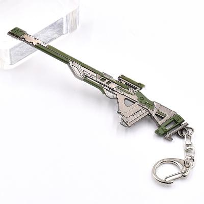 中国 中国の製造業者からの普及した撃つゲームの特性の金属銃のモデル頂点の英雄の三重の狙撃兵モデルKeychain 11cm 販売のため