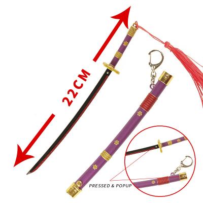 Cina Abitudine in lega di zinco di un pezzo porpora di Enma 100% della catena chiave della spada di Zoro in vendita