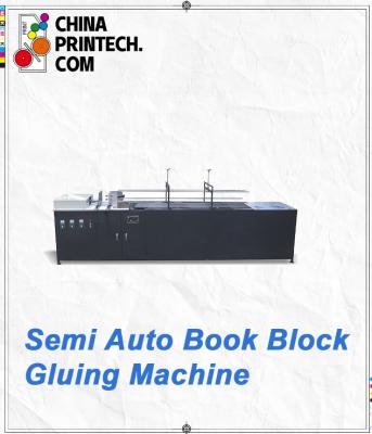 China Semi Auto Book Block Gluing Machine For Sewn Books, Cold Glue Roller,Feeds Presses Applies Cold Glue,Hot Air Blowing Improves Efficiency for sale