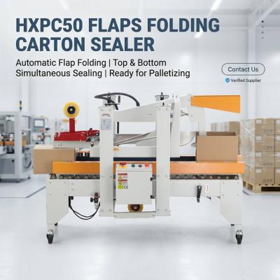 China HXPC50 Double Column Flaps Folding Carton Sealer for Automatic Box Flap Folding and Sealing for sale