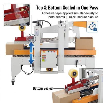 China HXPC50 Industrial Box Sealer Automating Flap Folding Tape Sealing and Discharging for sale