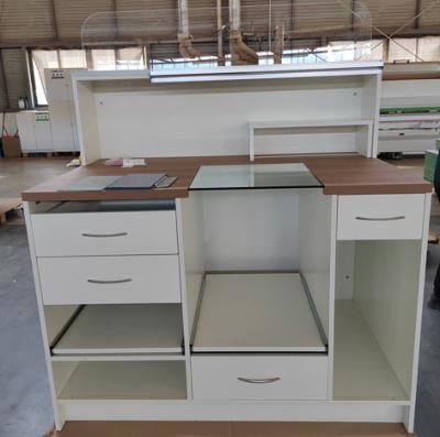 China Elegance Modern Wood Reception Desk Wood Front Desk With Counter Various Sizes for sale