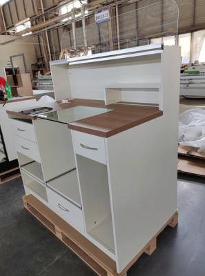 China Elegance Modern Wood Reception Desk Wood Front Desk With Counter Various Sizes for sale