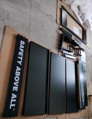 China Powder Coated Pegboard Display Stand Metal Peg Board Display With Removable Header for sale