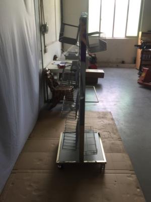 China Commercial Double Sided Display Rack Adjustable Display Rack With Casters Chrome Finish for sale