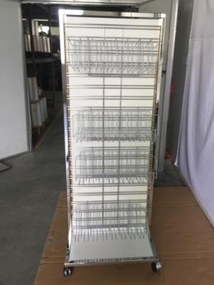 China Commercial Double Sided Display Rack Adjustable Display Rack With Casters Chrome Finish for sale