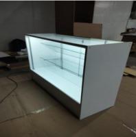 China Sliding Door Timber Glass Display Cabinets With LED Lighting Solid Structure for sale
