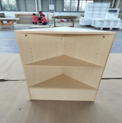 China AT-0051 2 Tier Wood Corner Shelving Timber Display Shelving Triangular Moisture Proof for sale