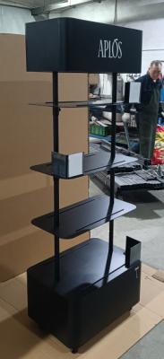 China Multiple Tiers Bottle Display Rack Black Custom Retail Racks Powder Coating for sale