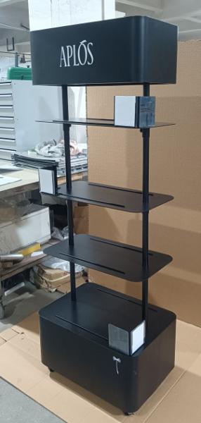 Quality Multiple Tiers Bottle Display Rack Black Custom Retail Racks Powder Coating for sale