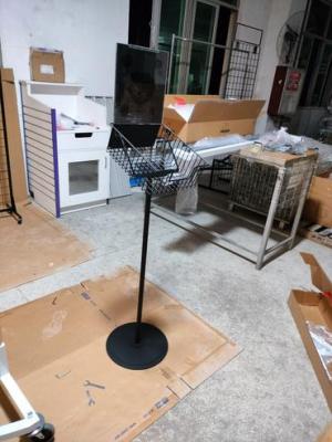 China AT-302 Floor Stand Advertising Display Holder with Wire Basket for sale